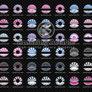 Pink & Blue Seashell Frame Clip Art: Luxury Pink and Blue Seashell ...