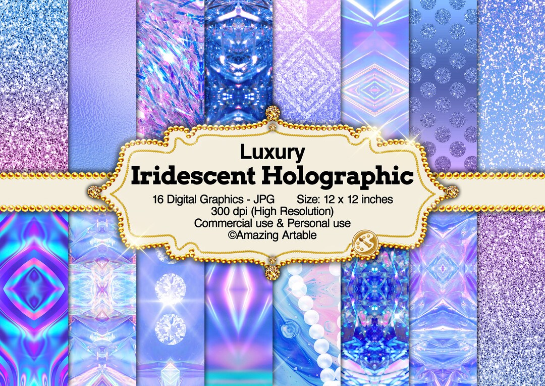 Iridescent Holographic Digital Paper: Sparkle Iridescent Paper Mermaid ...