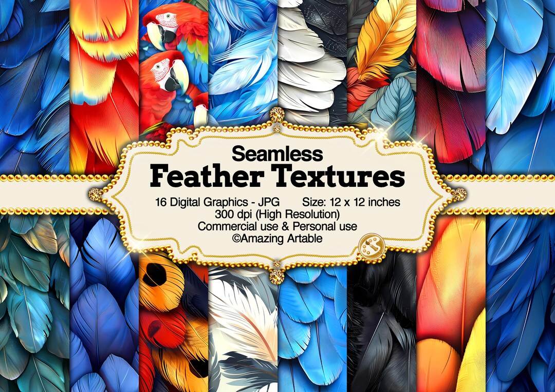 Feather Texture Seamless Digital Paper: Printable Feather Digital Paper ...