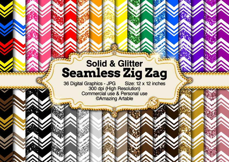Zig Zag Seamless Digital Paper: Rainbow Zig Zag Digital Paper Sparkle ...