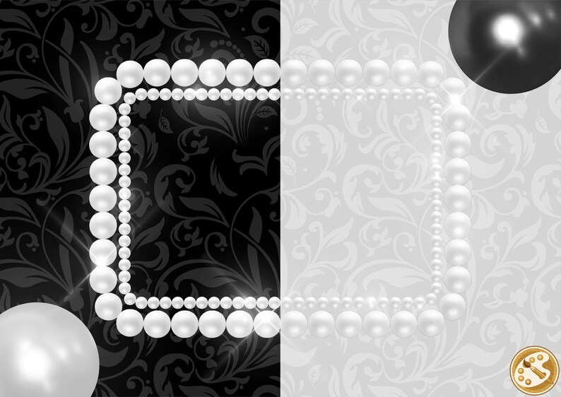 Elegant Pearl Frame Clipart: Luxury Pearl Frame Shiny Pearl Overlays ...
