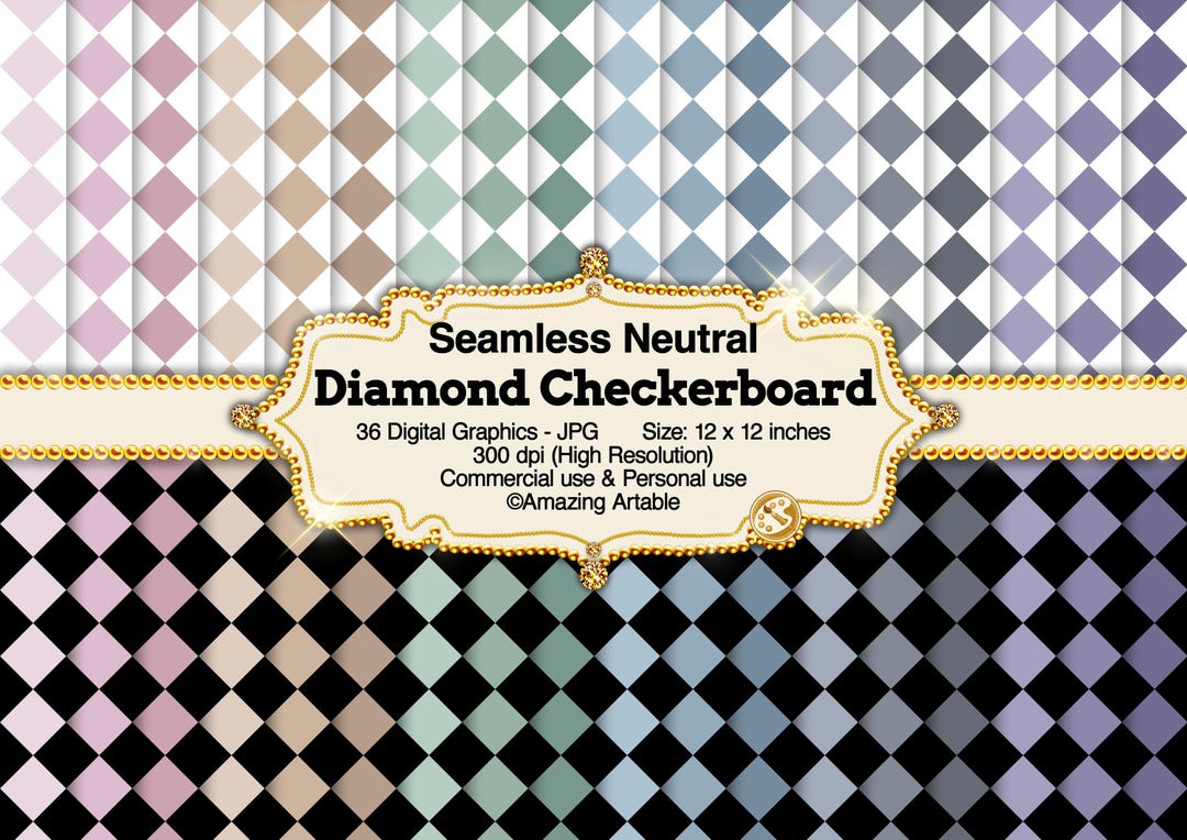 Neutral Diamond Checkerboard Seamless Digital Paper: Neutral Rainbow ...
