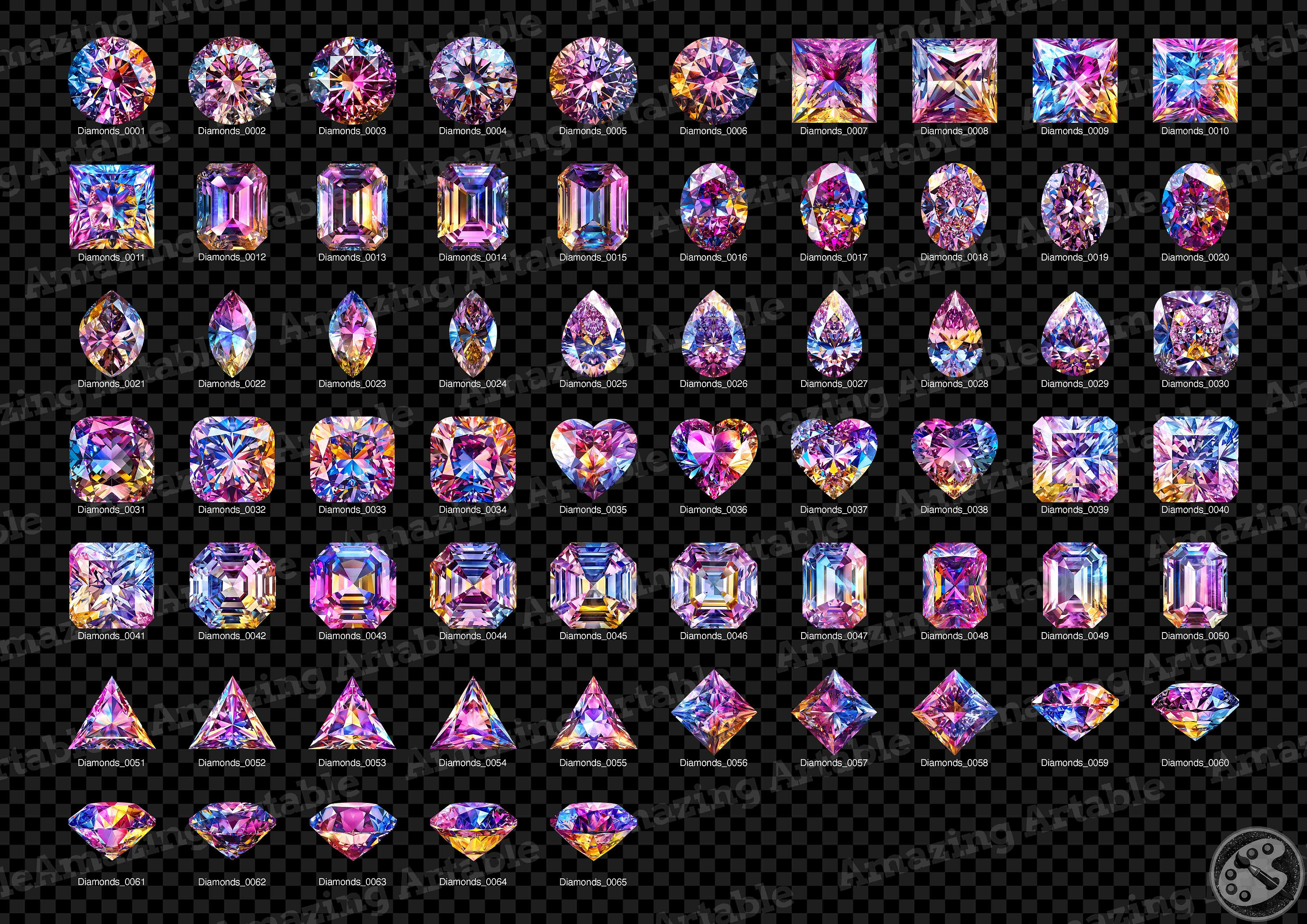 Iridescent Diamonds Clipart: Rainbow Diamond Clipart Colorful Gemstone ...