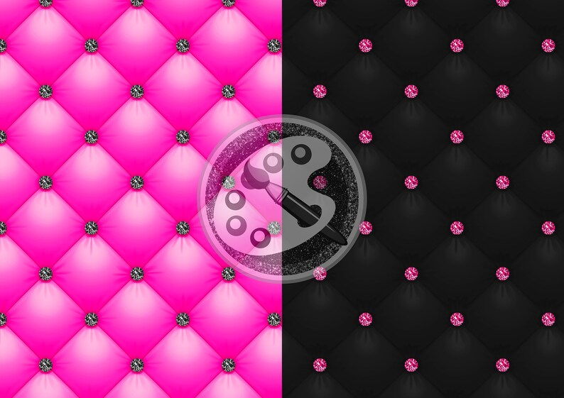 Pink & Black Diamond Tufted Digital Paper: Luxury Seamless Pink ...