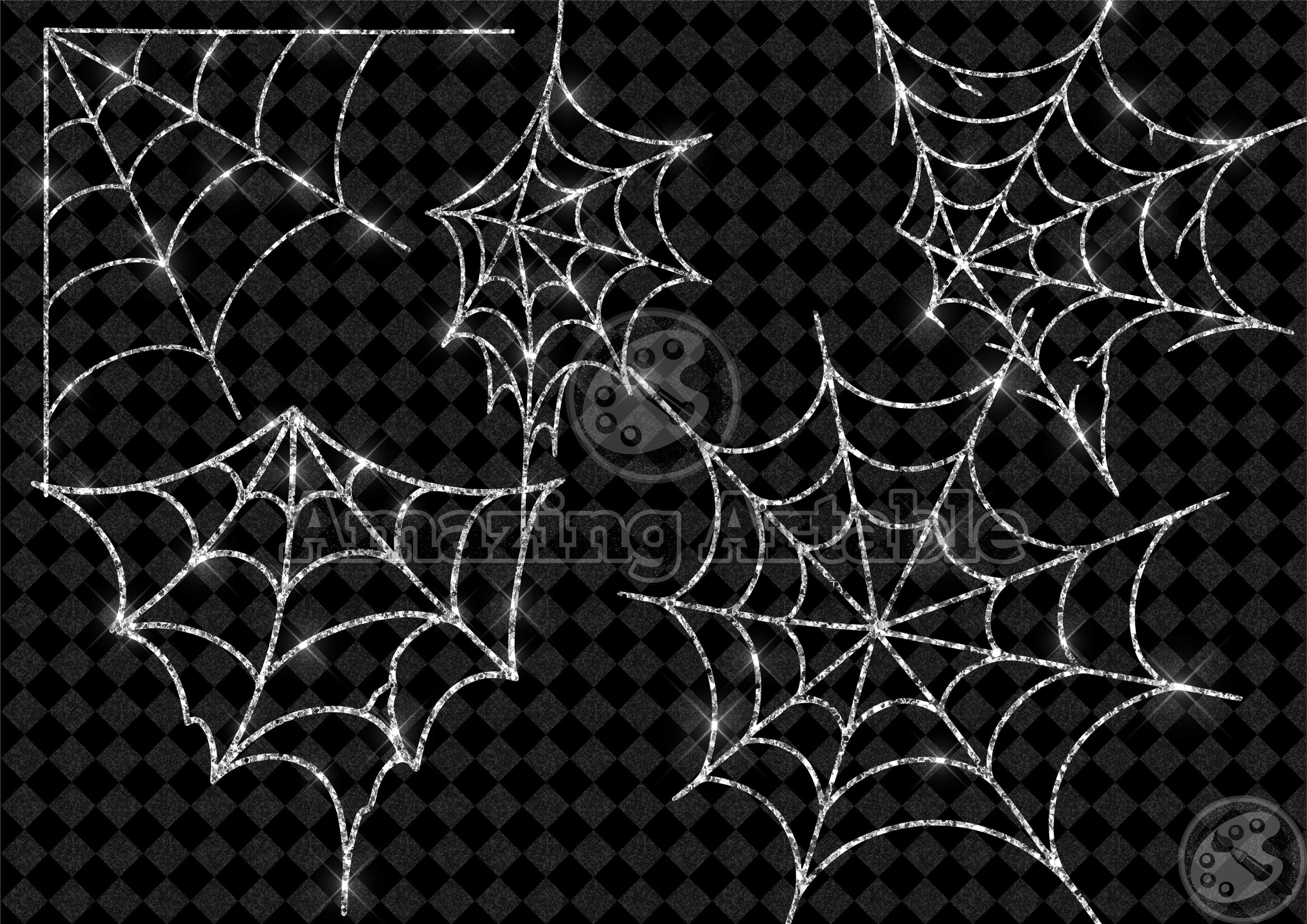 Silver Glitter Spider Web Clipart: Luxury Spider Web Halloween ...