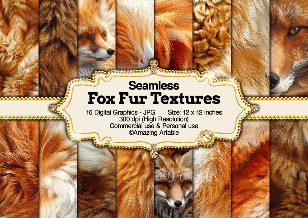 Fox Fur Texture Seamless Digital Paper: Fox Fur Digital Paper Fox Print ...