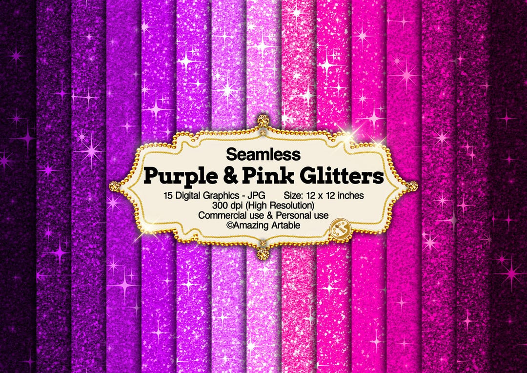Purple and Pink Glitter Seamless Digital Paper: Pink Glitter Textures ...