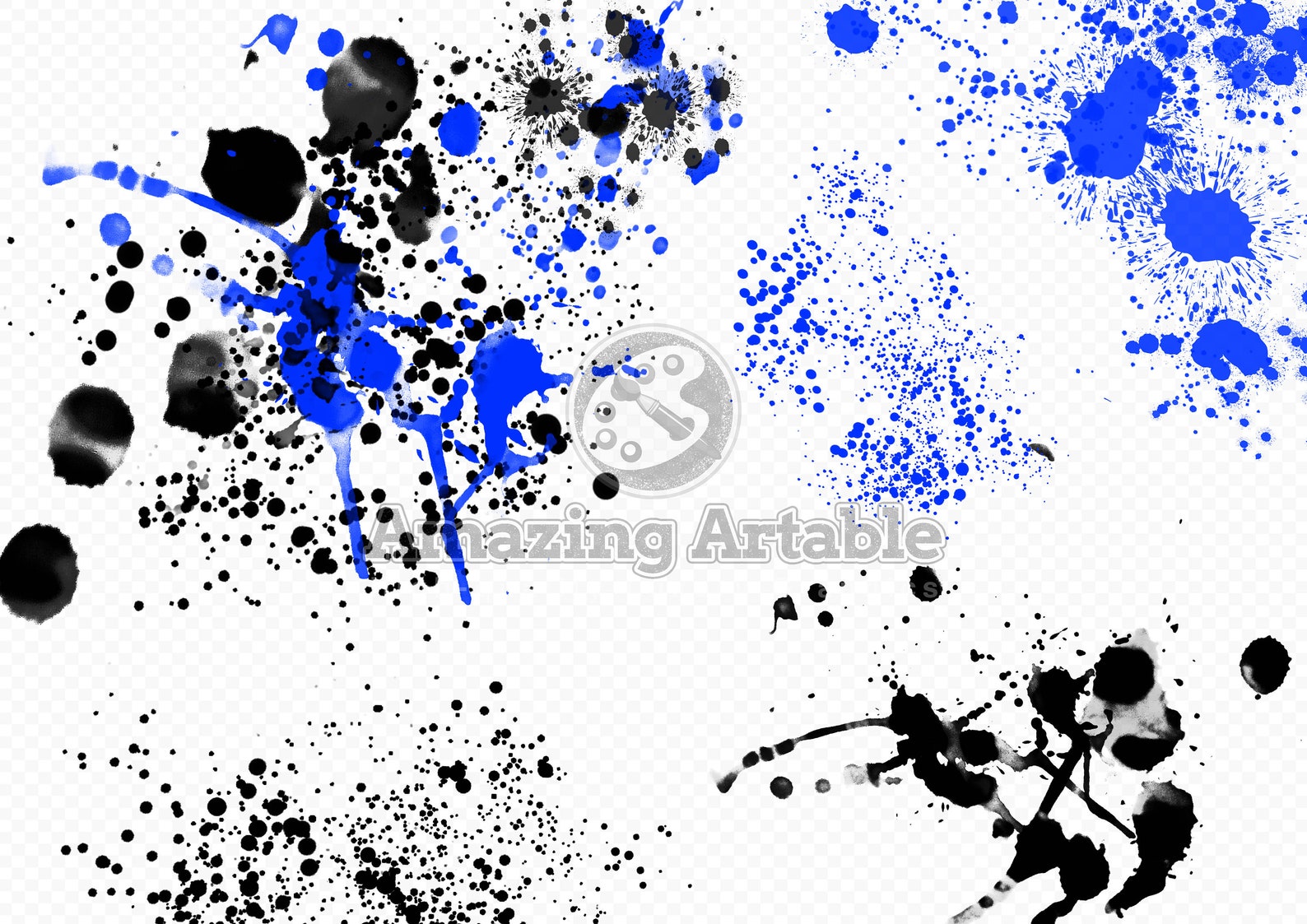 Blue & Black Splatter Clipart: Blue and Black Ink Splatter Clipart ...