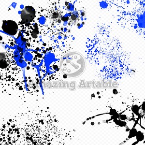 Blue & Black Splatter Clipart: Blue and Black Ink Splatter Clipart ...