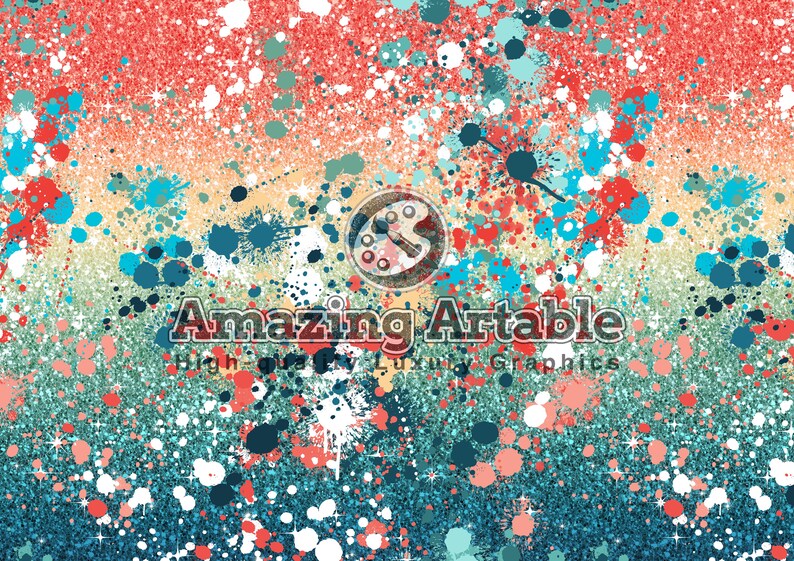 Sunset Paint Splatter Digital Paper: Rainbow Splatter Paper Colorful ...