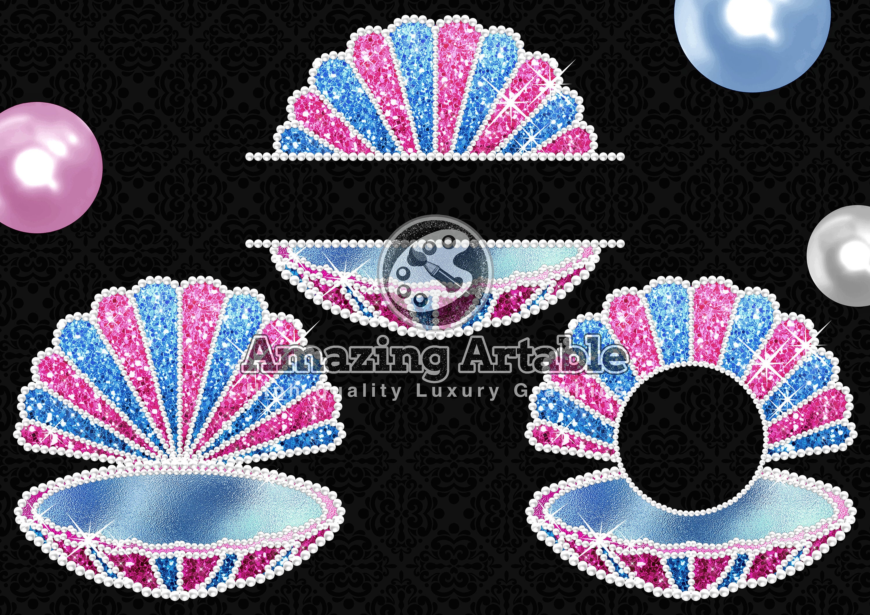 Pink & Blue Seashell Frame Clipart: Pink Seashell Clipart Blue Seashell ...