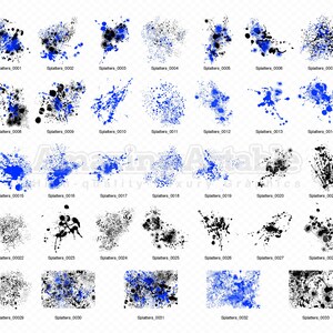 Blue & Black Splatter Clipart: Blue and Black Ink Splatter Clipart ...