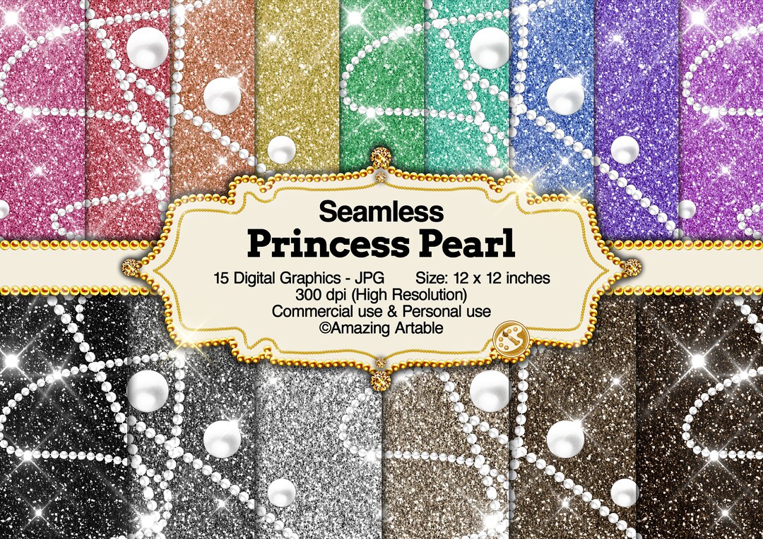 Princess Pearl Digital Paper: Seamless Luxury Curved Line Paper Pastel ...