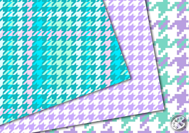 Lovely Houndstooth Seamless Digital Paper: Pastel Houndstooth Digital ...