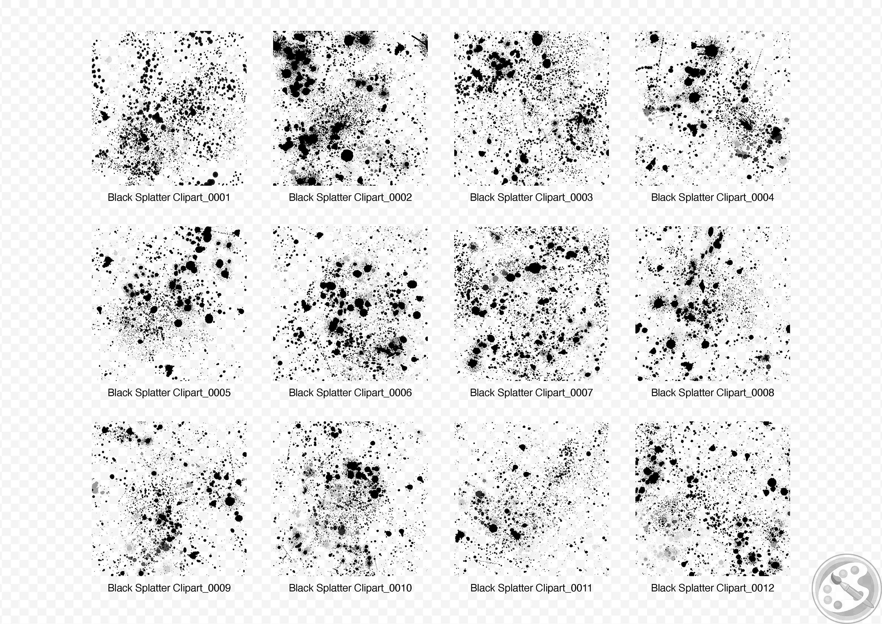 Black Splatter Clipart: Seamless Paint Splatters Black Paintball ...