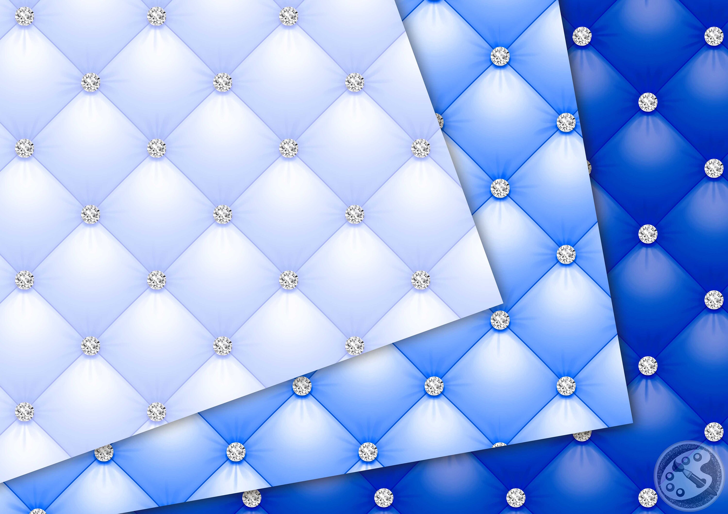 Blue Diamond Tufted Digital Paper: Luxury Seamless Diamond Background ...