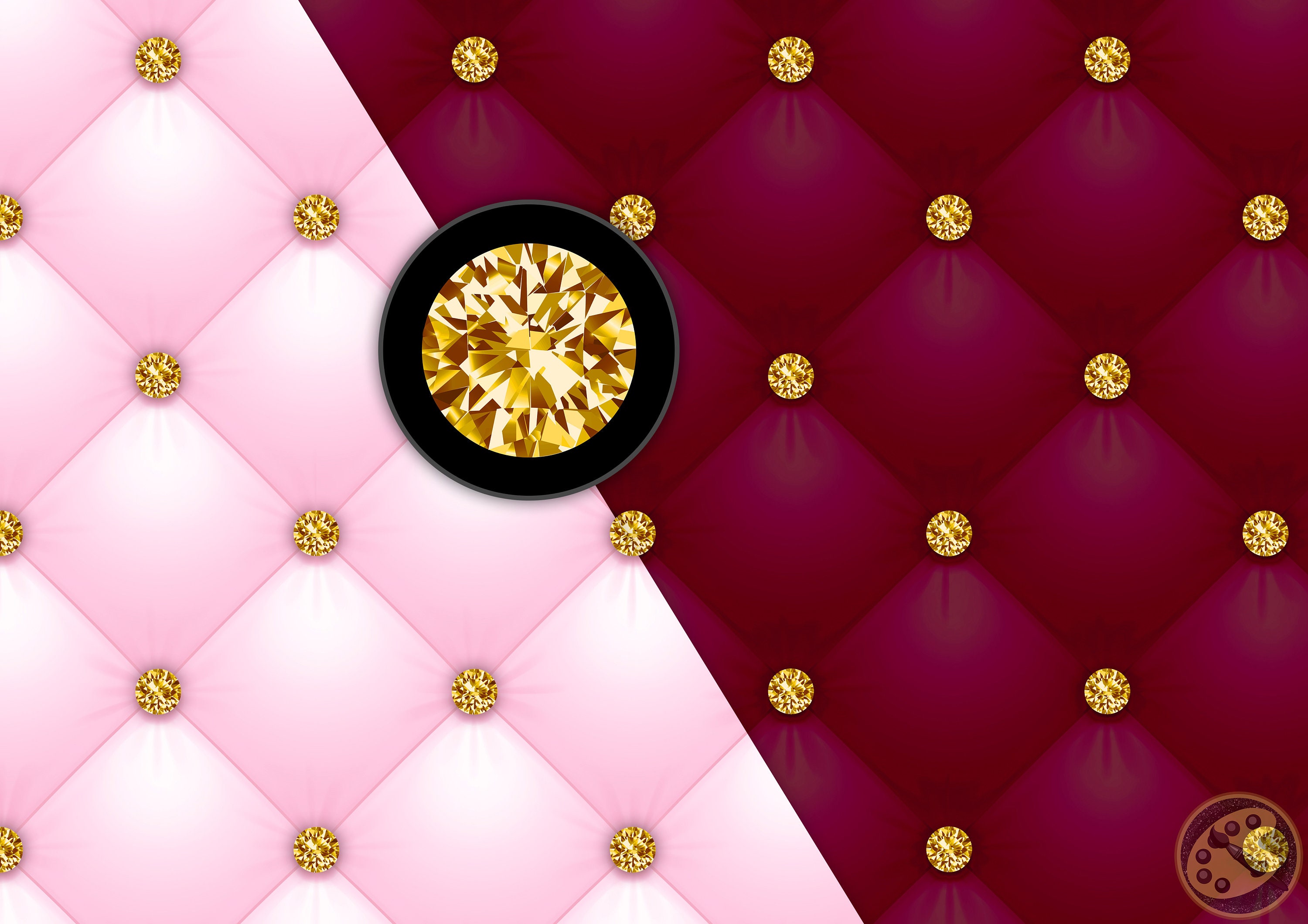 Pink Diamond Tufted Digital Paper: Luxury Seamless Diamond Background ...