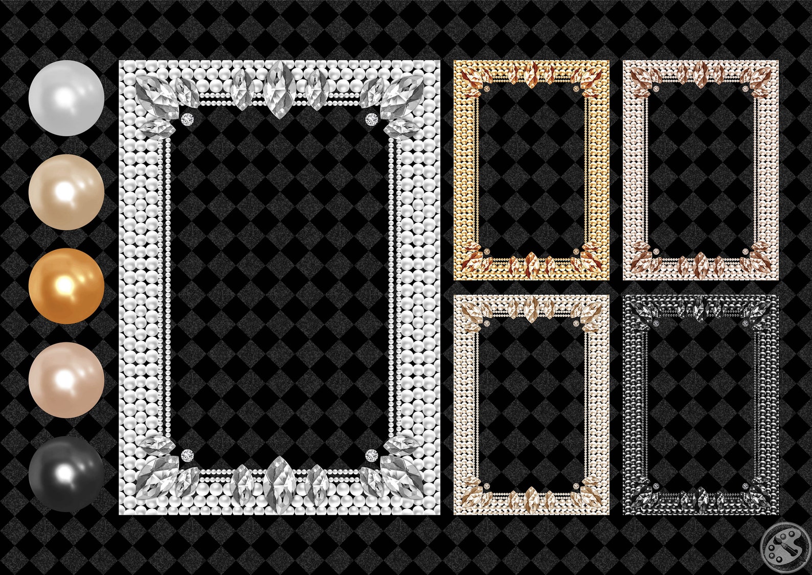 Amazing Pearl Frame Clipart: 5 Colors Luxury Pearl Overlays - Etsy