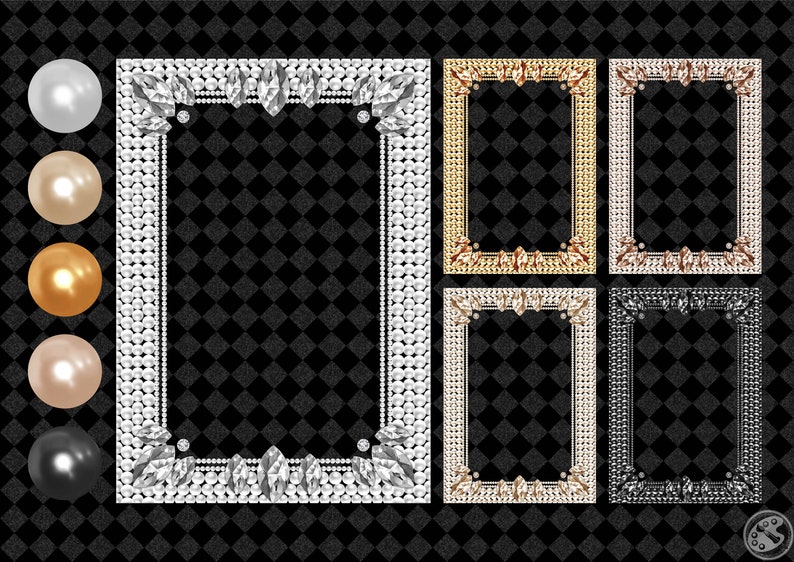 Amazing Pearl Frame Clipart: 5 Colors Luxury Pearl Overlays Vintage ...