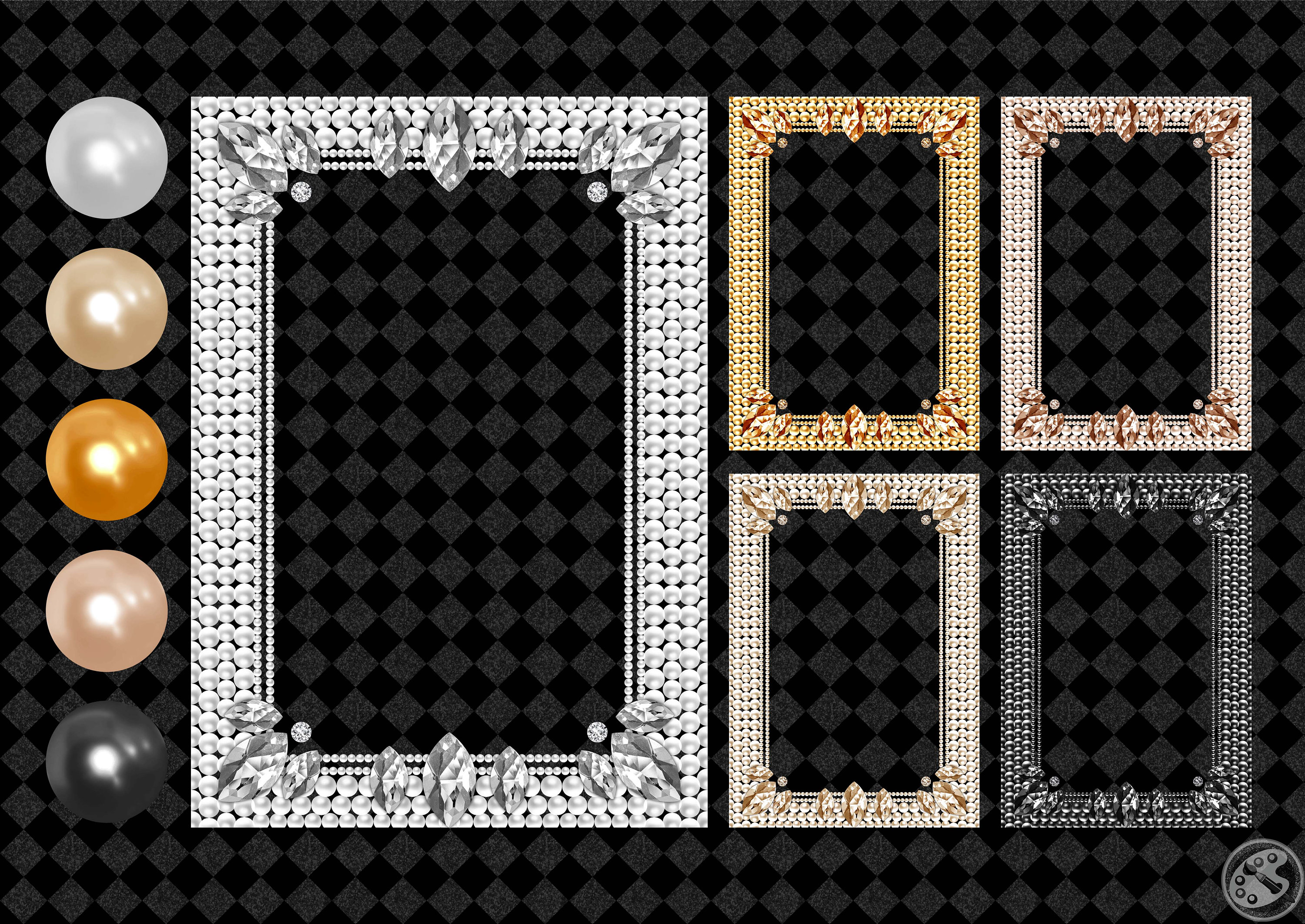 Amazing Pearl Frame Clipart: 5 Colors Luxury Pearl Overlays Vintage ...