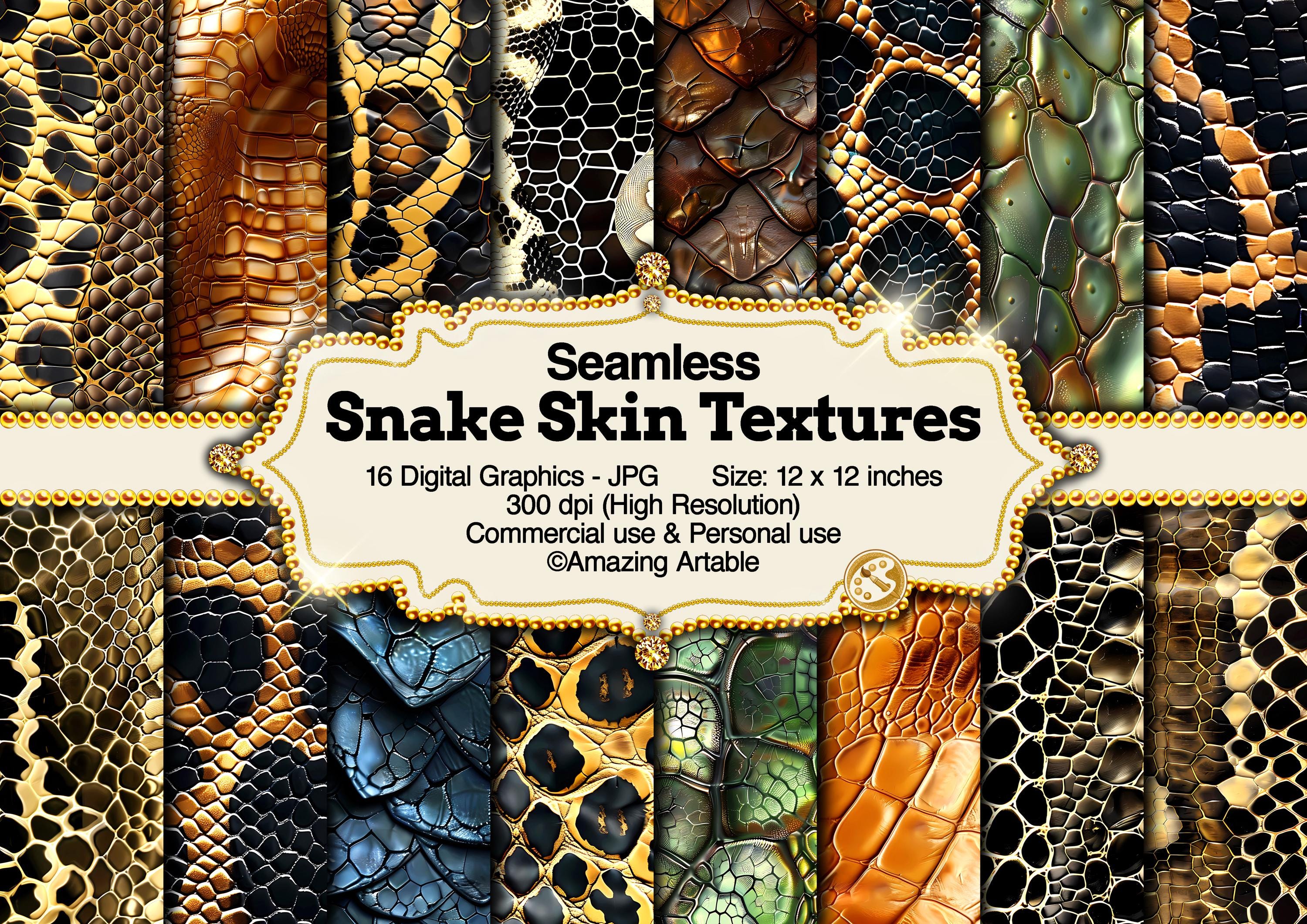 Snake Skin Texture Seamless Digital Paper: Printable Snake Leather ...