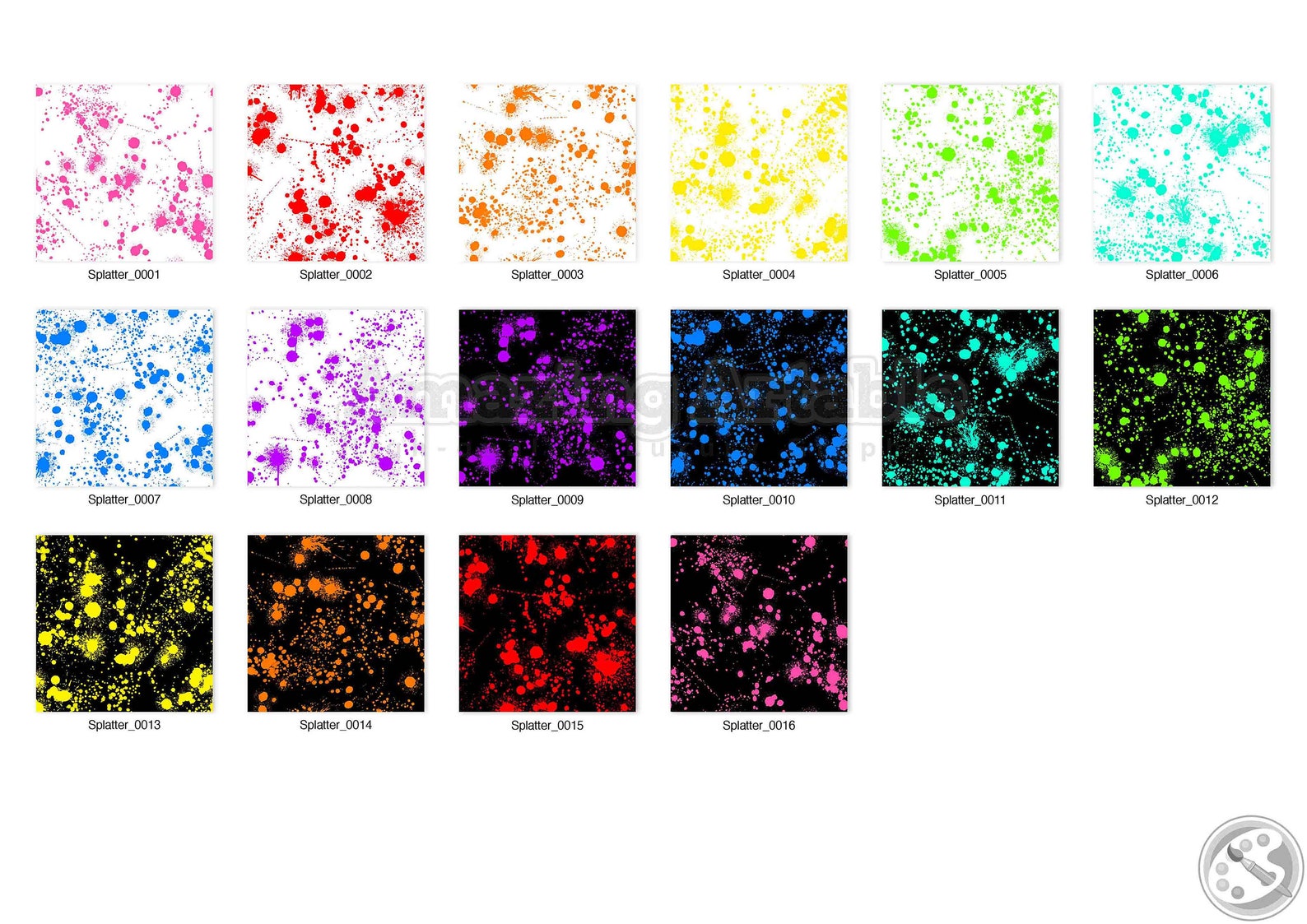 Rainbow Paint Splatter Seamless Digital Paper: Red Splatter Yellow Neon ...