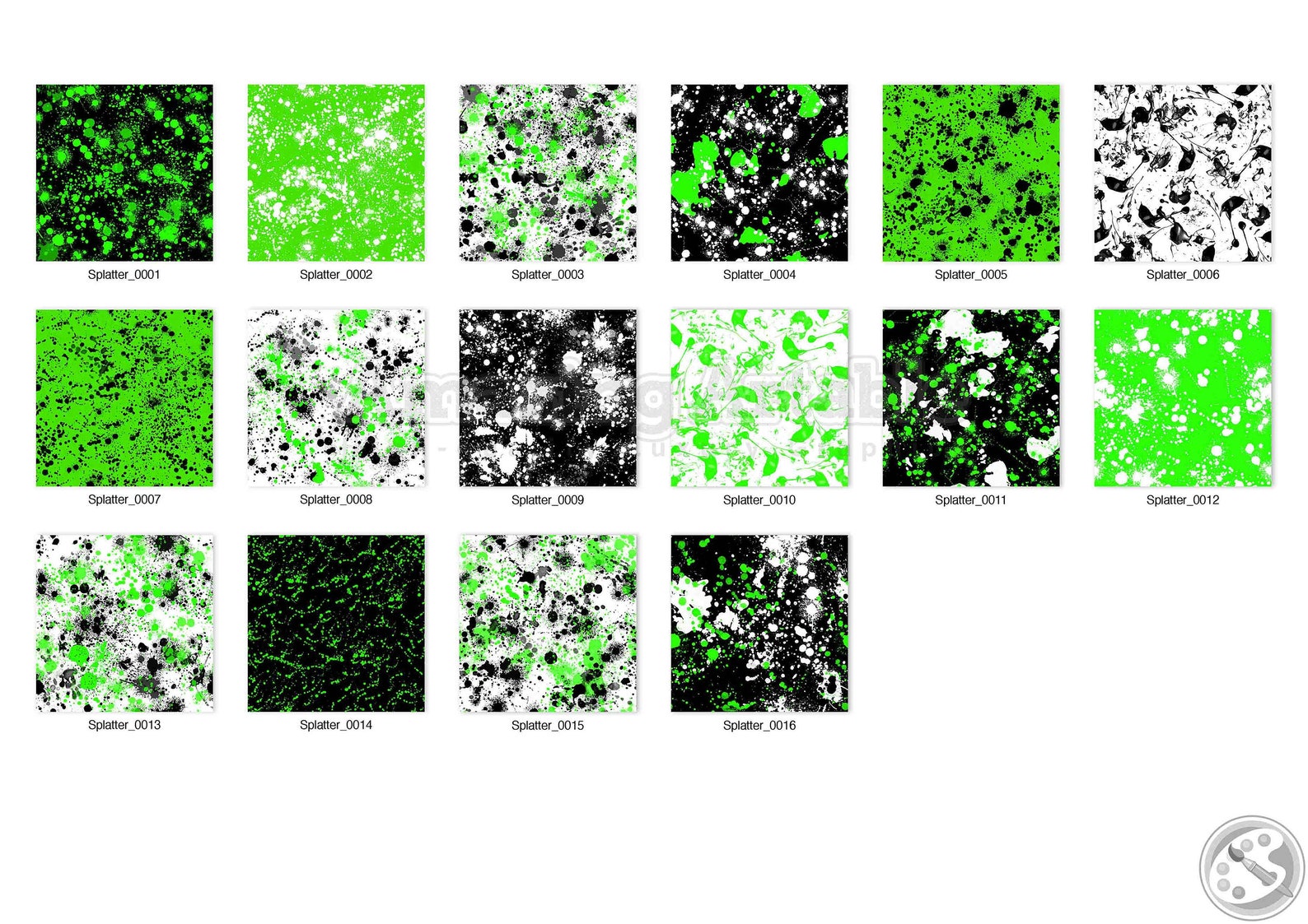 Green & Black Paint Splatter Seamless Digital Paper: Neon Green ...
