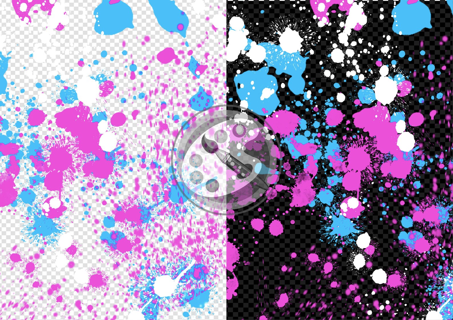 Neon Paint Splatter Clipart: Red and Black Paintball Splatter Rainbow ...