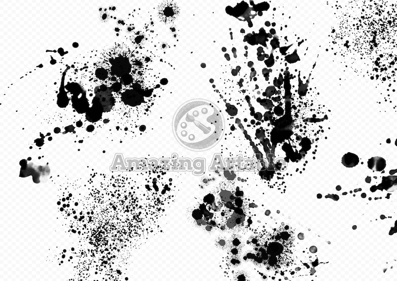 Purple & Black Splatter Clipart: Purple and Black Splatter Overlays ...