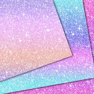 Iridescent Ombre Glitter Seamless Digital Paper: Shimmering Mermaid ...