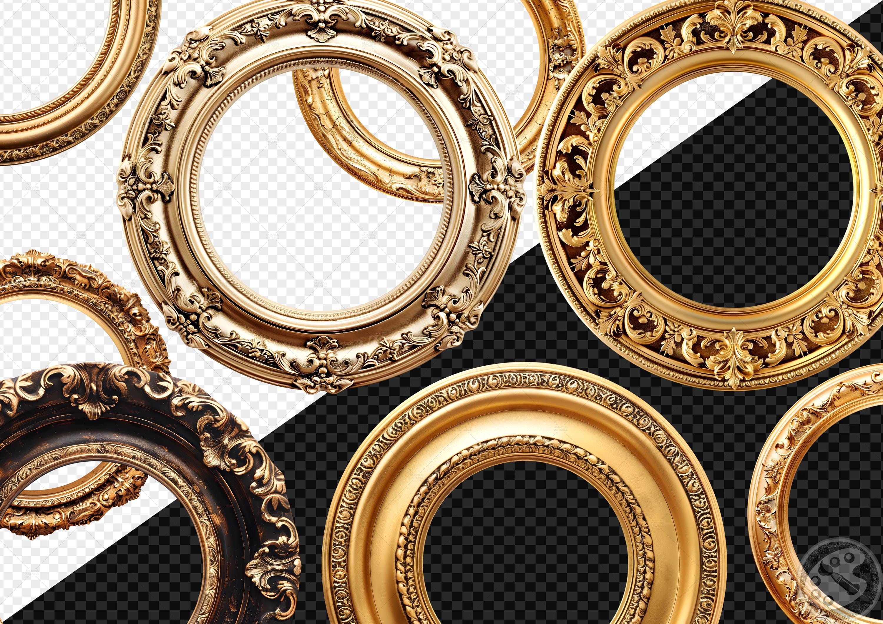 Vintage Round Gold Frame Clipart: Luxury Gold Circle Frame Clip Art ...