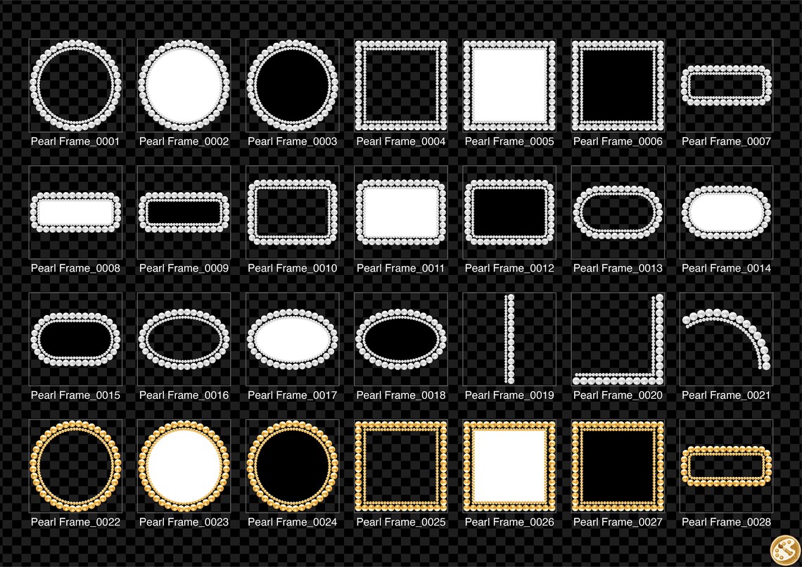 Elegant Pearl Frame Clipart: Luxury Pearl Frame Shiny Pearl Overlays ...