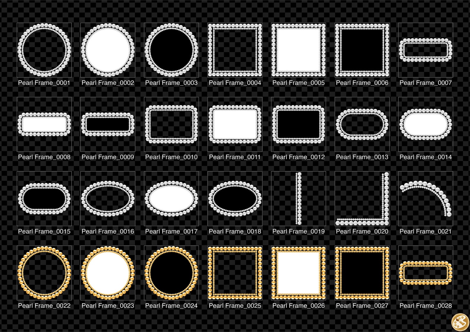 Elegant Pearl Frame Clipart: Luxury Pearl Frame Shiny Pearl Overlays ...
