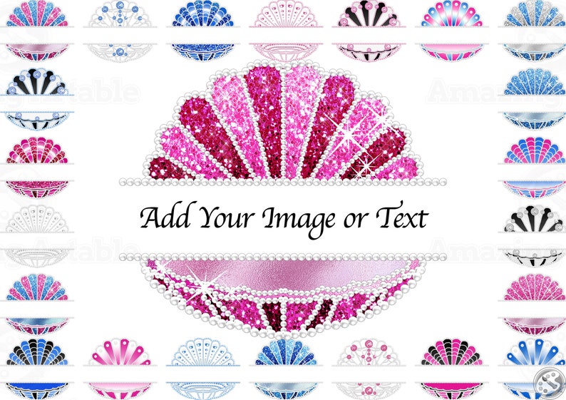 Pink & Blue Seashell Frame Clip Art: Luxury Pink and Blue Seashell ...
