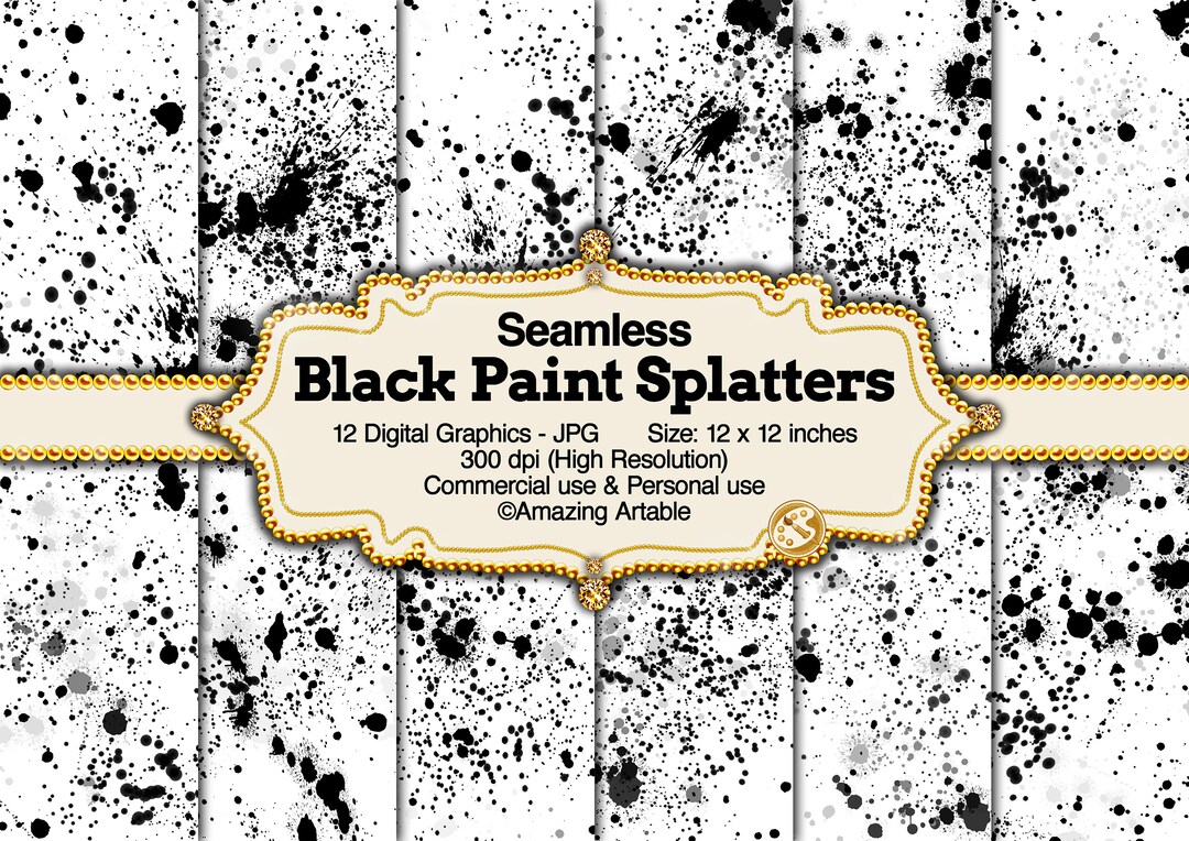 Black Paint Splatters Seamless Digital Paper: Luxury Digital Paper ...