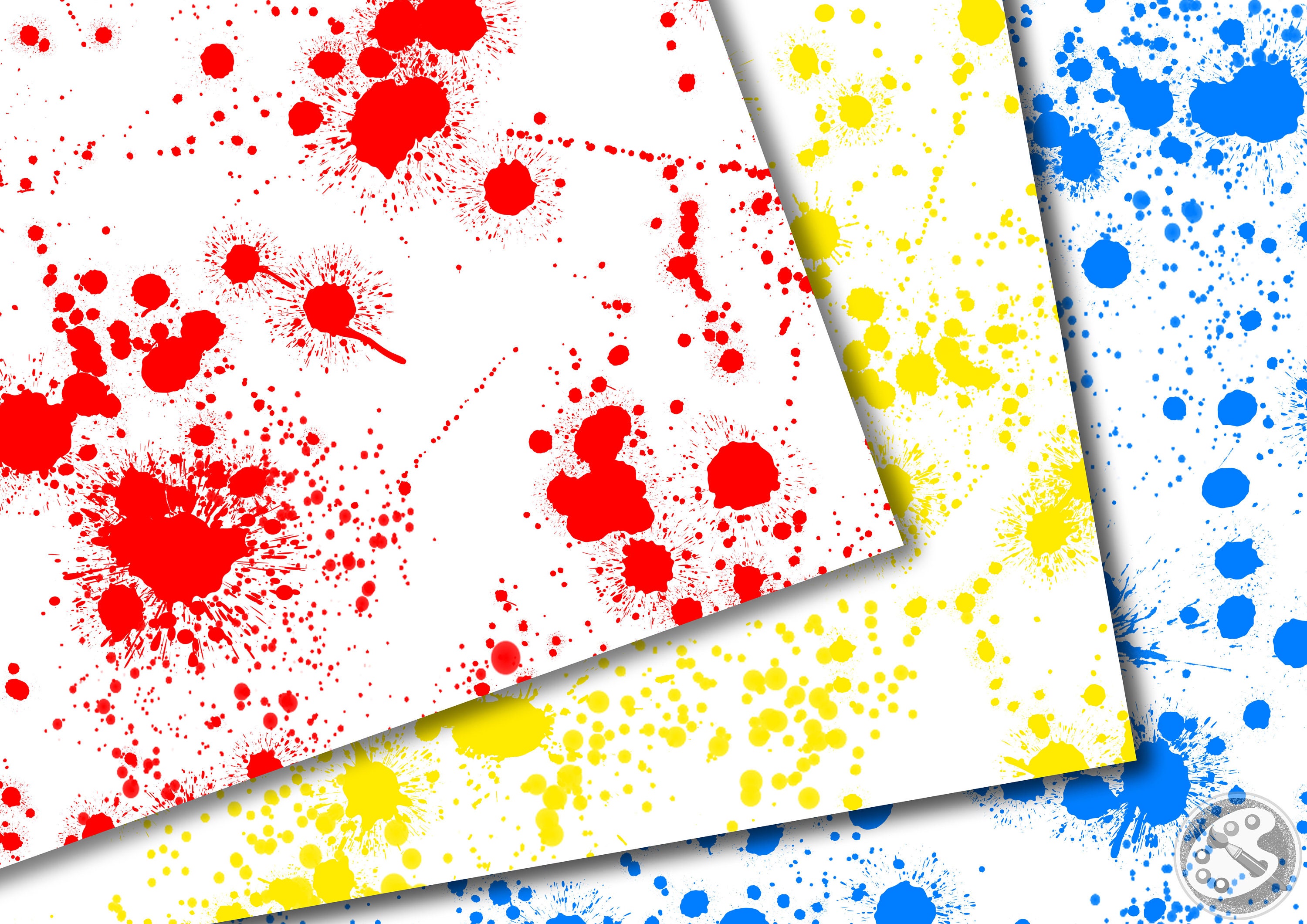 Rainbow Paint Splatter Seamless Digital Paper: Red Splatter Yellow Neon ...