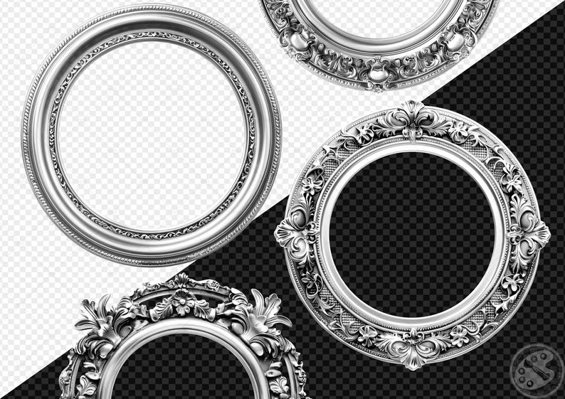Vintage Round Silver Frame Clipart: Luxury Silver Circle Frame Clip Art ...