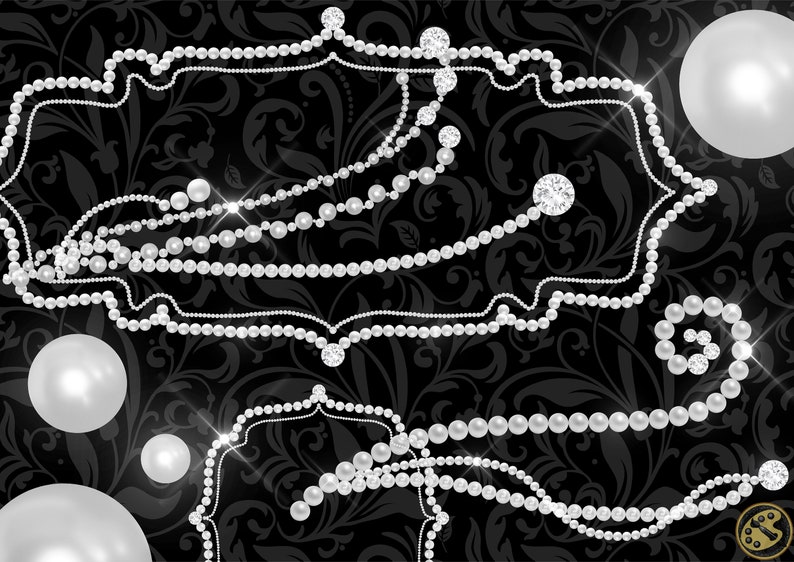 Luxury Pearl Frame Clipart: Amazing Pearl Overlays Shiny Gold Jewel Png ...