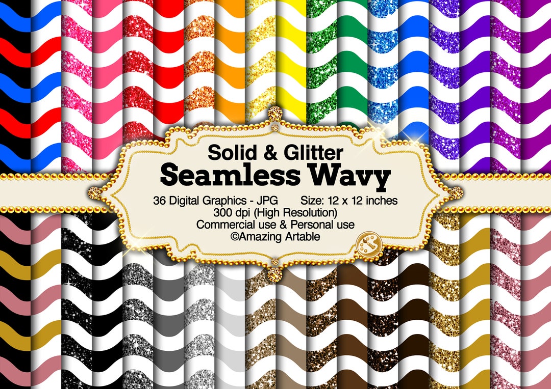 Wavy Pattern Seamless Digital Paper: Rainbow Wavy Digital Paper Wave ...