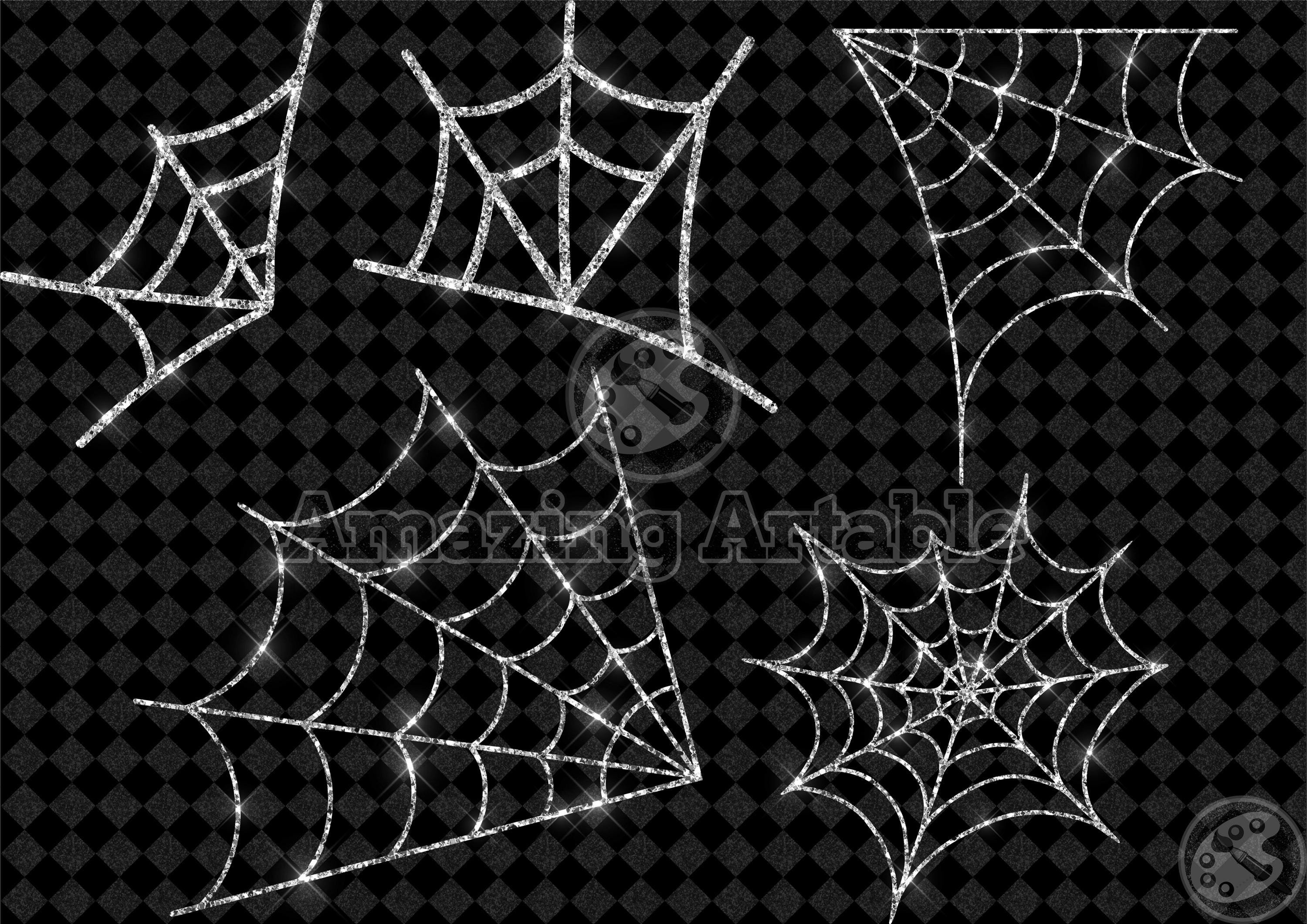 Silver Glitter Spider Web Clipart: Luxury Spider Web Halloween ...