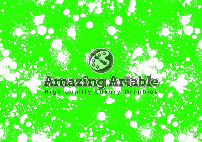 Green & Black Paint Splatter Seamless Digital Paper: Neon Green ...