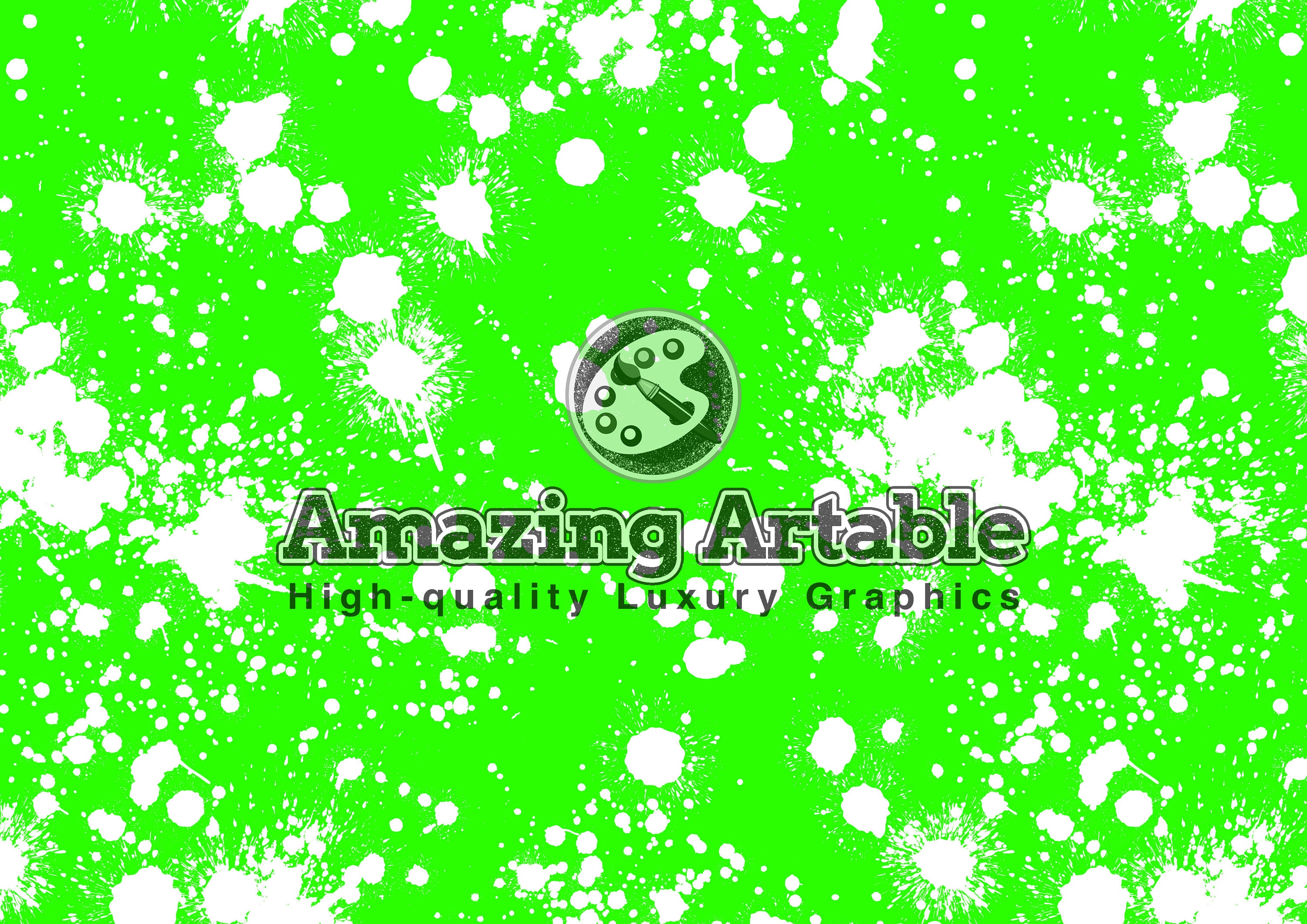 Green & Black Paint Splatter Seamless Digital Paper: Neon Green ...