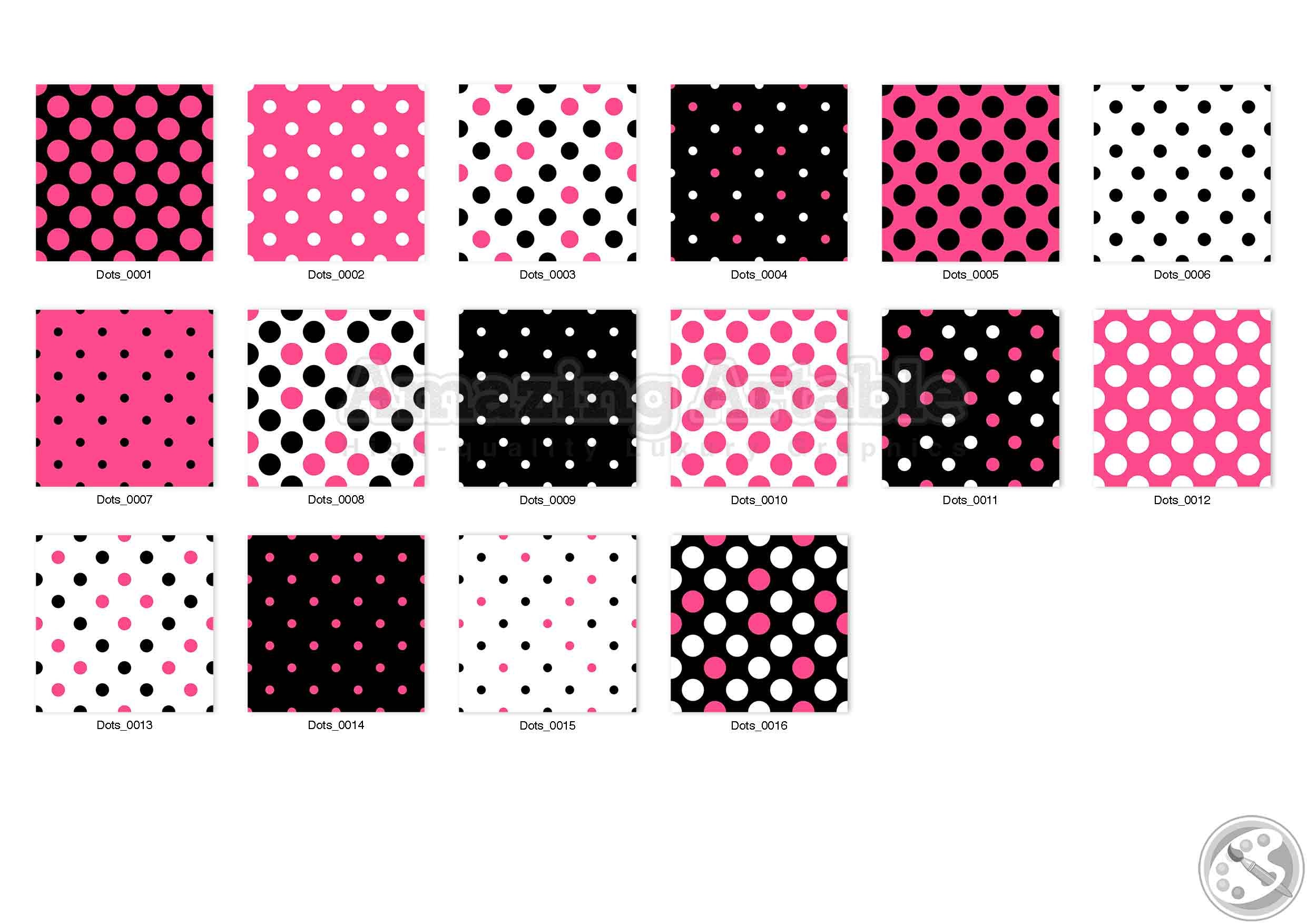 Pink and Black and White Dots: Seamless Pink Dot Paper Round - Etsy