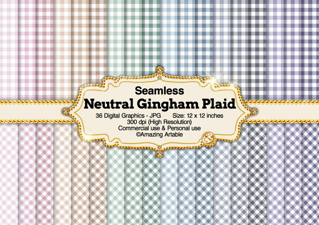 Neutral Gingham Plaid Seamless Digital Paper: Seamless Neutral Plaid ...