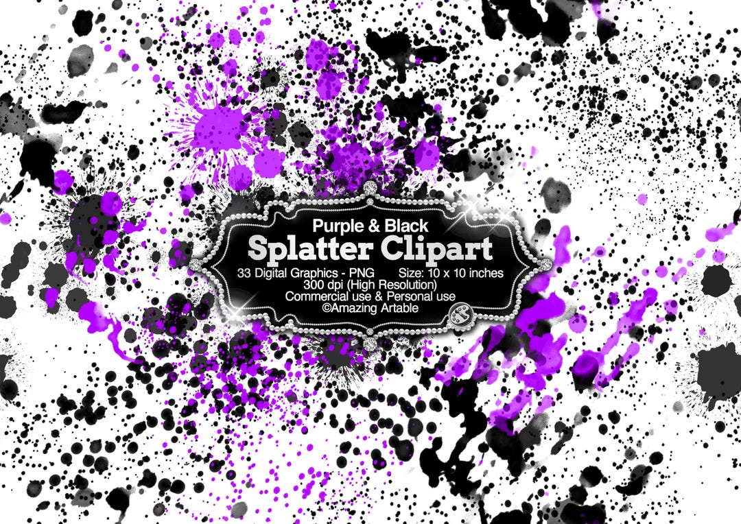 Purple & Black Splatter Clipart: Purple and Black Splatter Overlays ...