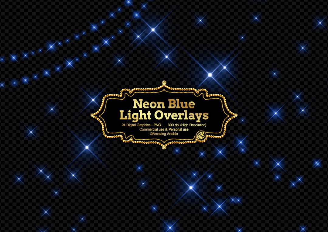 Neon Blue Light Overlays: Glow Blue Light Overlay Sparkle Bokeh Clipart ...