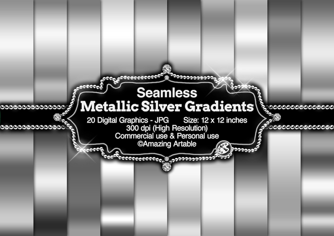 Metallic Silver Gradient Seamless Digital Paper: Silver Gradient Paper ...