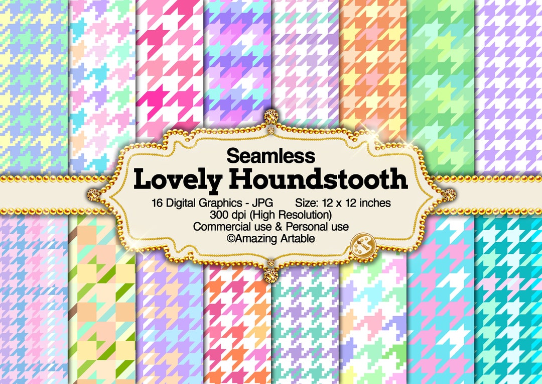 Lovely Houndstooth Seamless Digital Paper: Pastel Houndstooth Digital ...