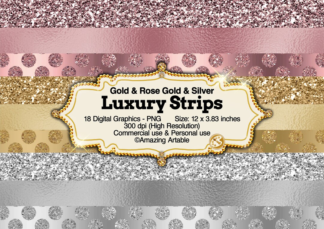 Luxury Strips Clipart: Sparkling Gold Strip Overlays Luxury Gold ...