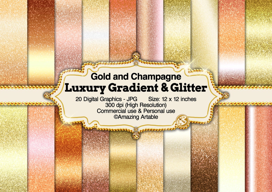 Gold Gradients Digital Paper: Luxury Gold Gradient Paper Gold Ombre ...